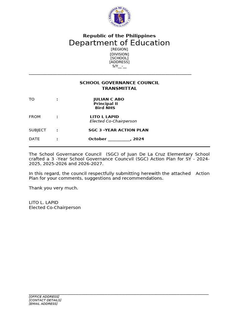 SGC Transmittal Letter Template | PDF
