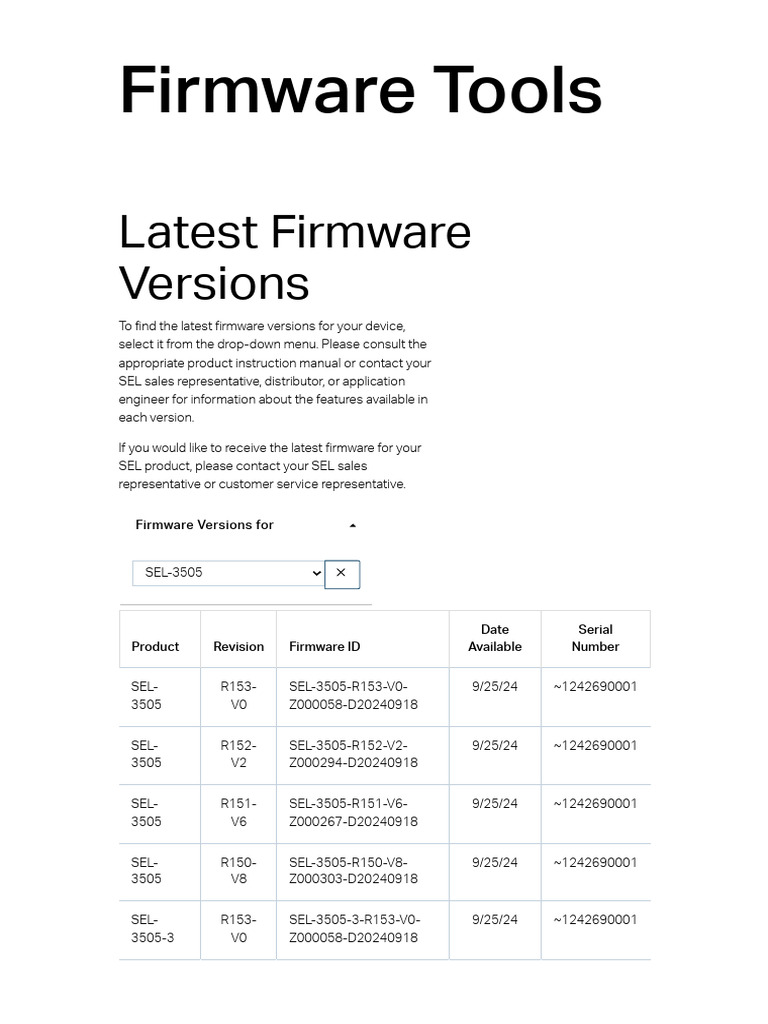 SEL Firmware Versions and Hashes | PDF | Computing | Software