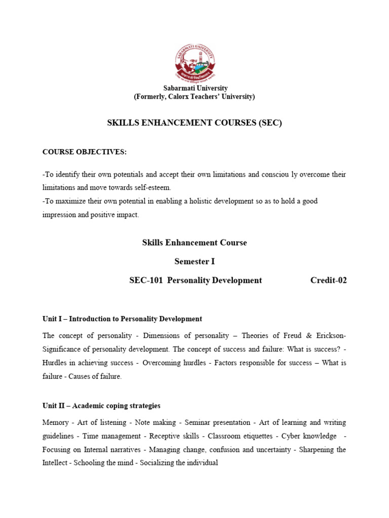 Personality Development Course Overview | PDF