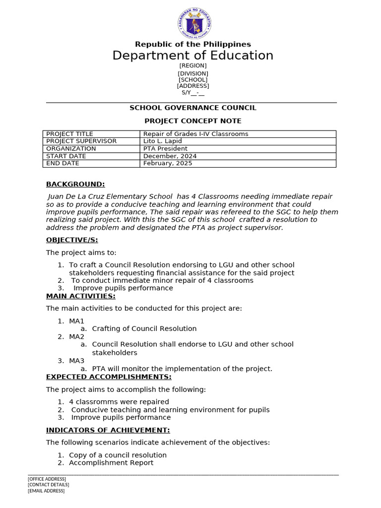 SGC Concept Note Project Brief Template | PDF | Learning