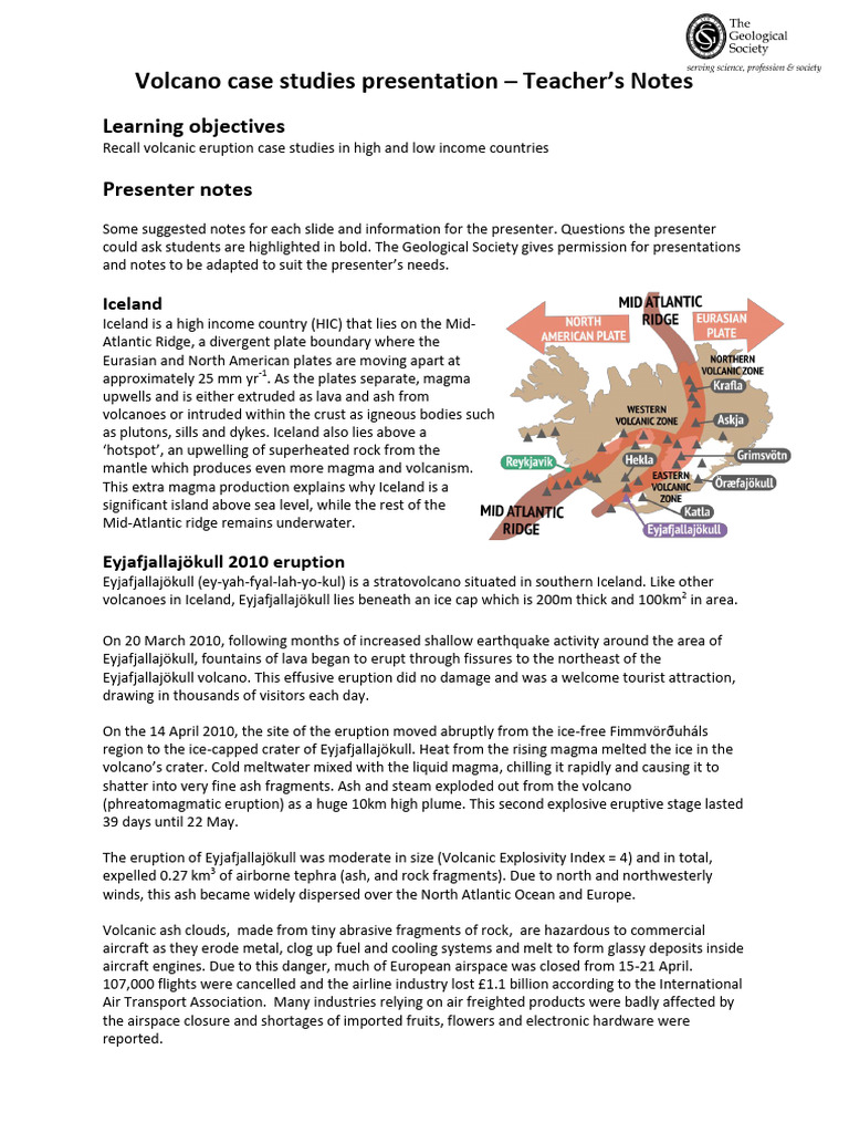 Volcano Case Studies Overview | PDF | Volcano | Types Of Volcanic Eruptions