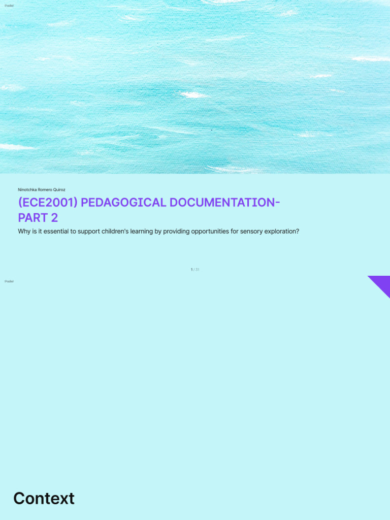 (ECE2001) PEDAGOGICAL DOCUMENTATION - PART 2-Slideshow | PDF