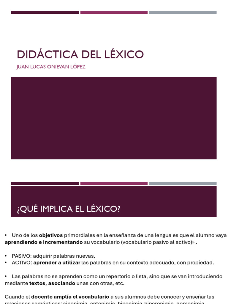 9 - Resumen PPT Didáctica de La Lexico | PDF | Léxico | Palabra