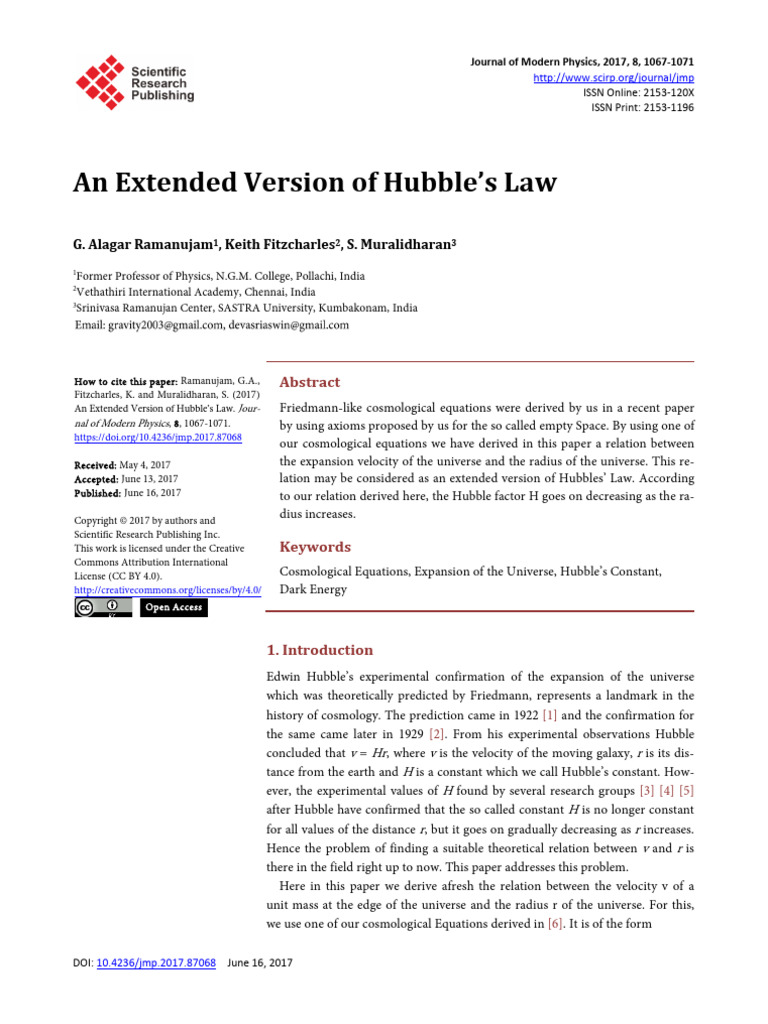 2017 - An - Extended - Version - of - Hubbles - Law | PDF | Universe ...