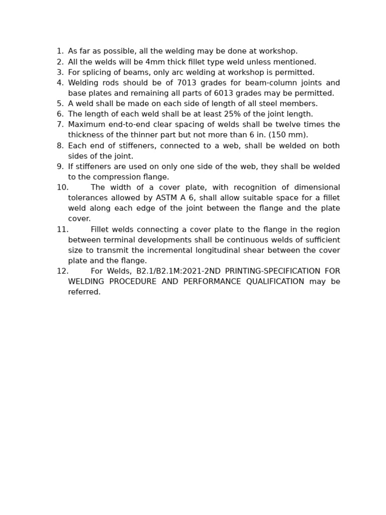 weld specifications | PDF