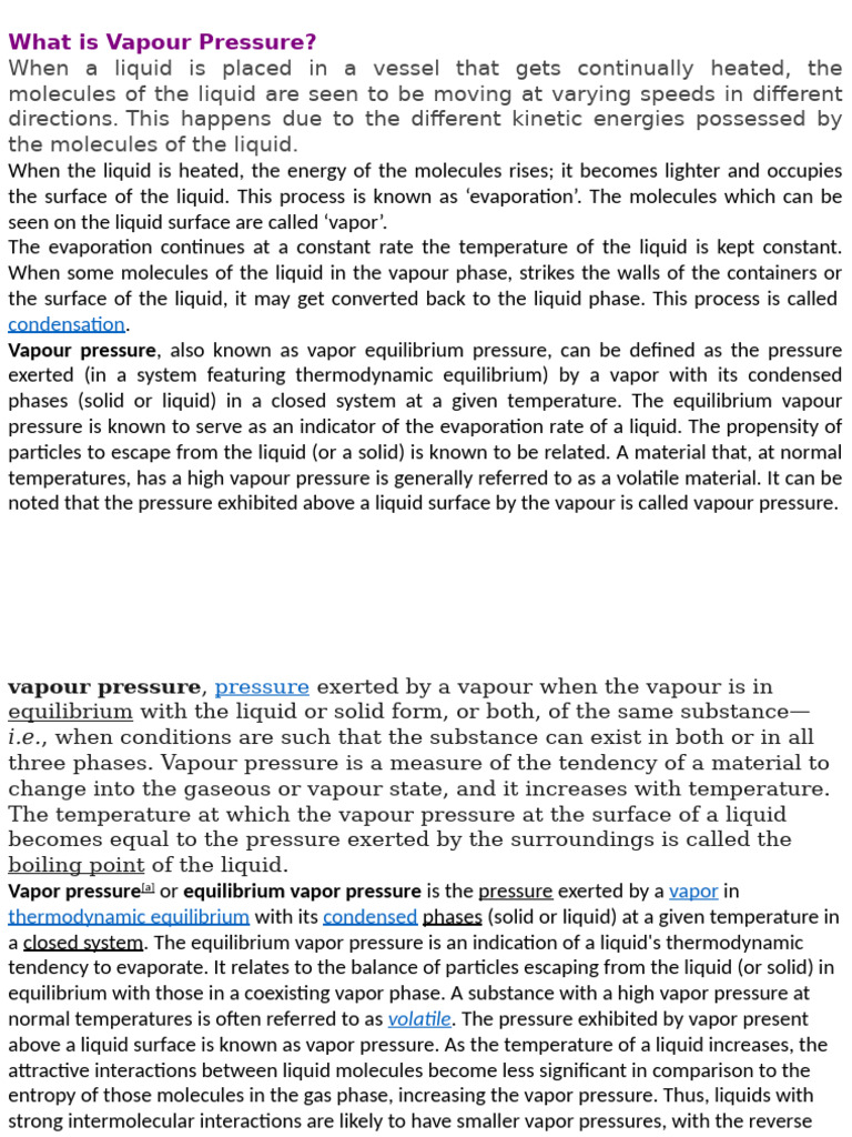 Vapor Pressure, Moisture Measurement and Units | PDF | Humidity | Ionic ...