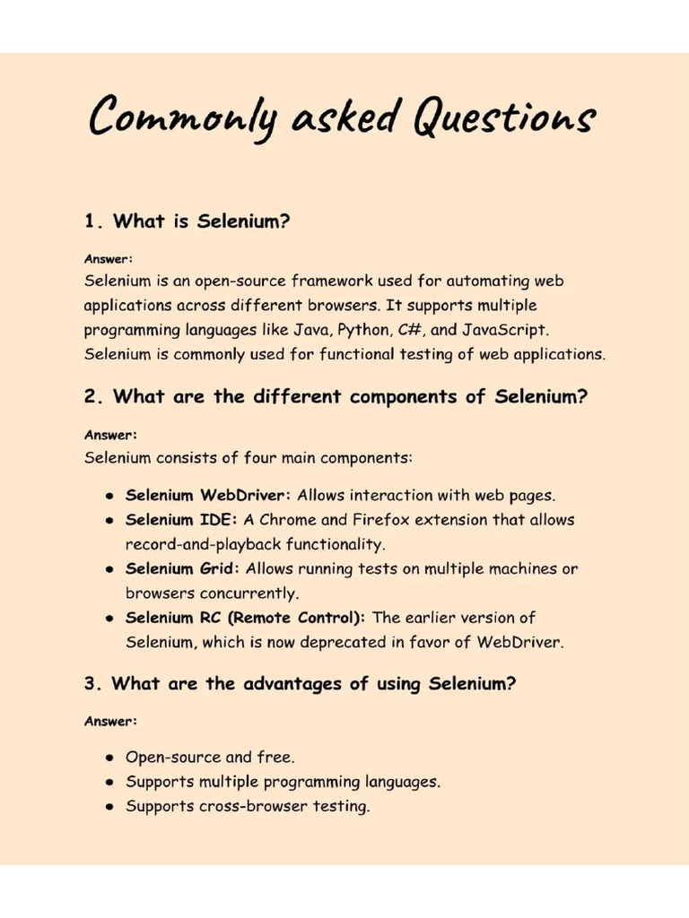 Commonly Asked SELENIUM | PDF