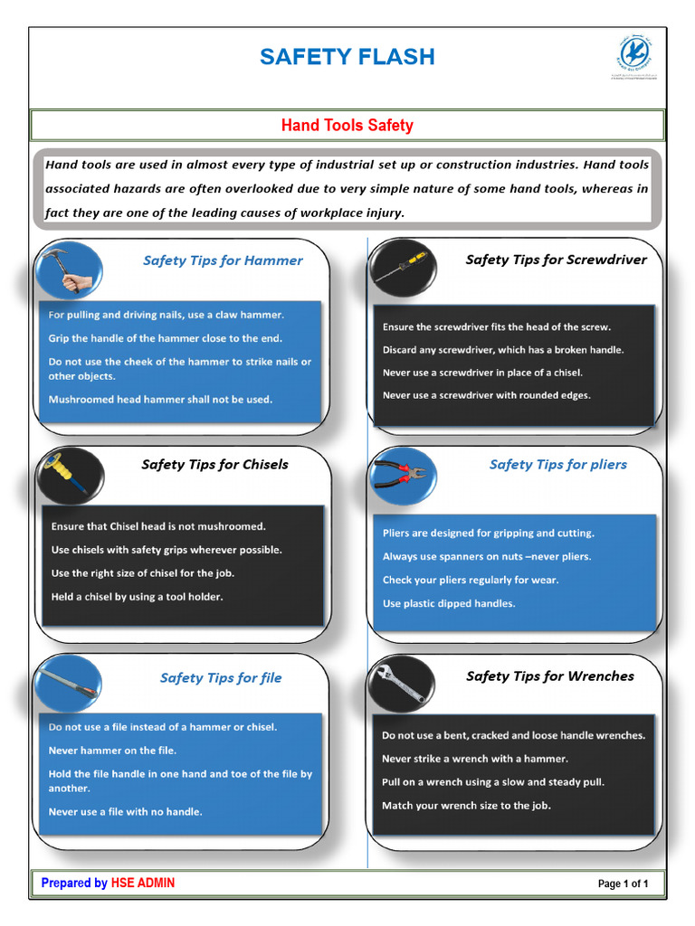 Hand Tool Safety Tips for Workers | PDF