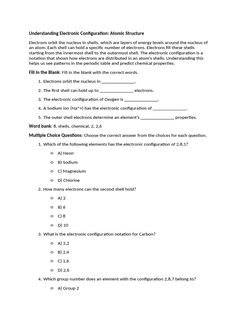 Sodium Ion Electronic Configuration Guide | PDF | Electron ...