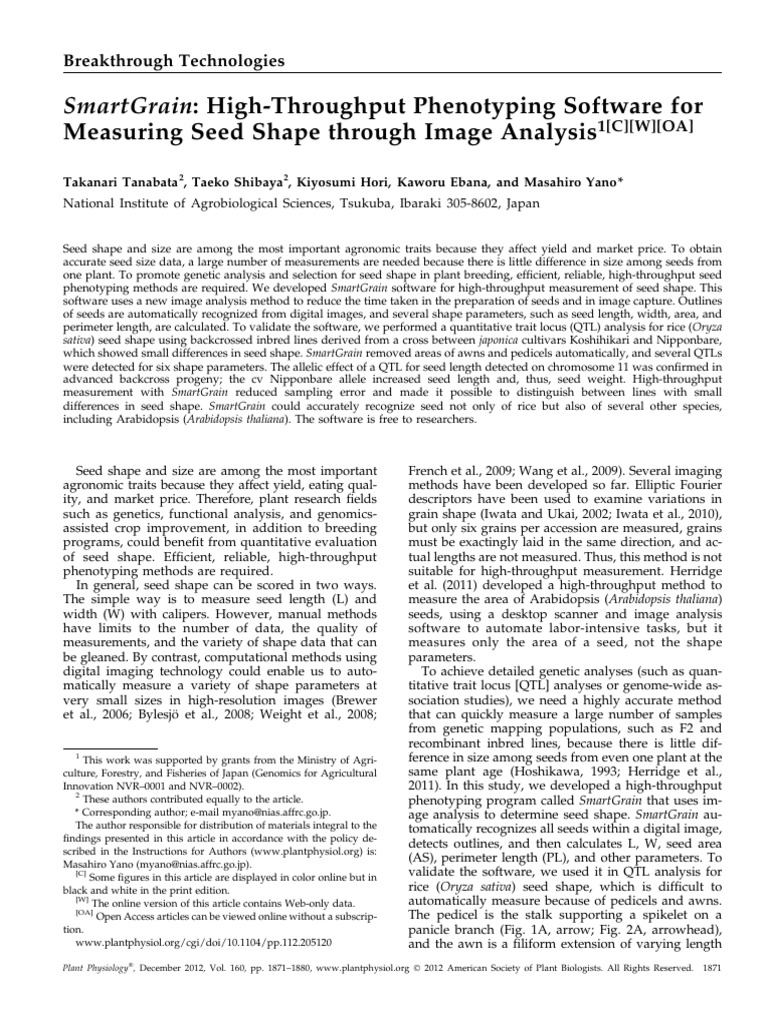 SmartGrain High-Throughput Phenotyping Software for Measuring Seed ...