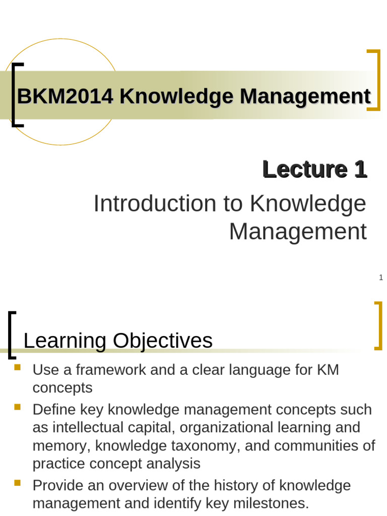 215769 _BKM2014 Lecture 01 | PDF | Knowledge | Tacit Knowledge