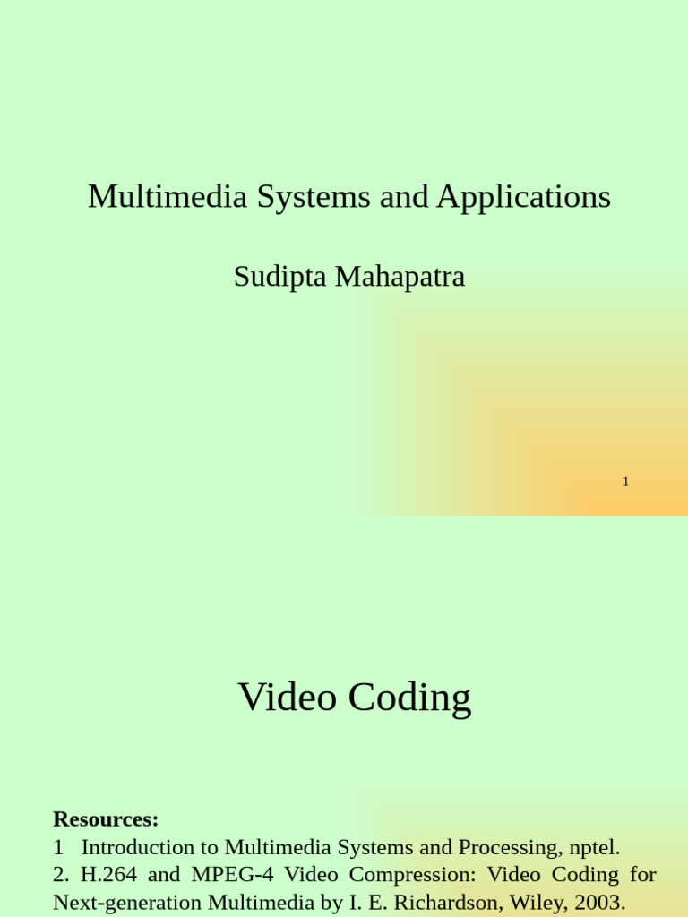 Lecture 20- Video Coding | PDF | Video | Imaging