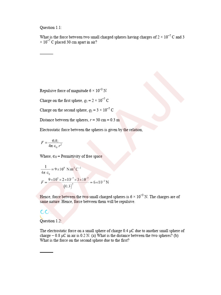 Chapter 1 Electric Charges And Fields | PDF | Electric Field | Proton