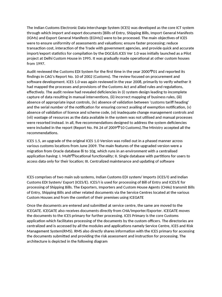 The Indian Customs Electronic Data Interchange System | PDF ...