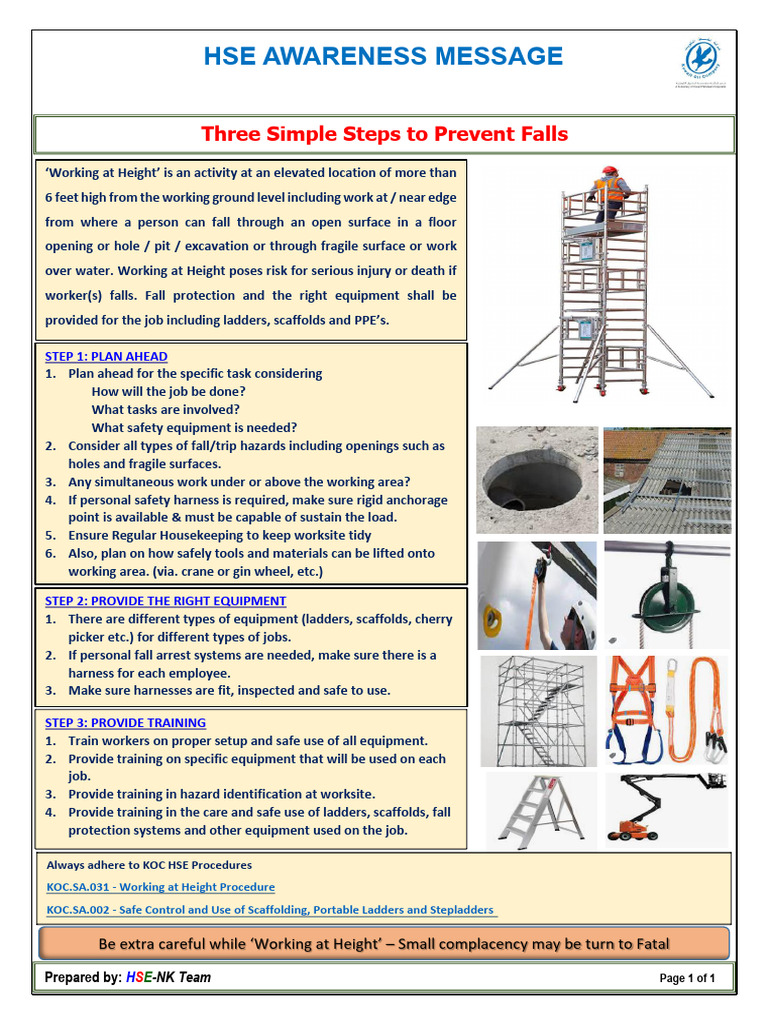 Safety Flash-Steps To Prevent Falls | PDF