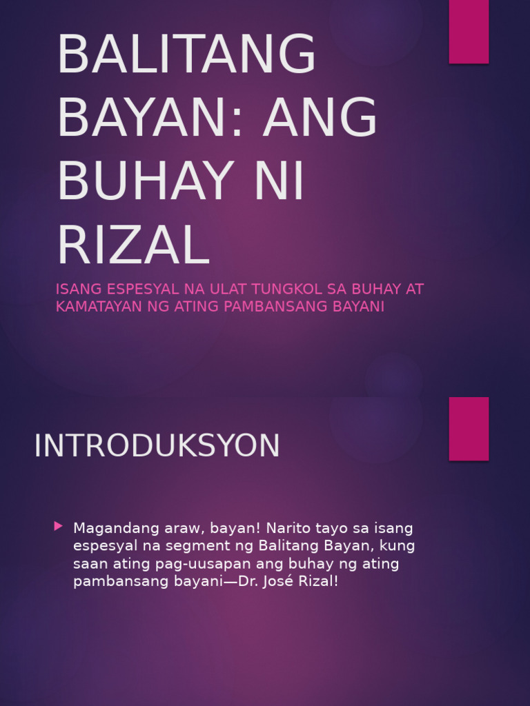 Balitang Bayan Buhay Ni Rizal | PDF
