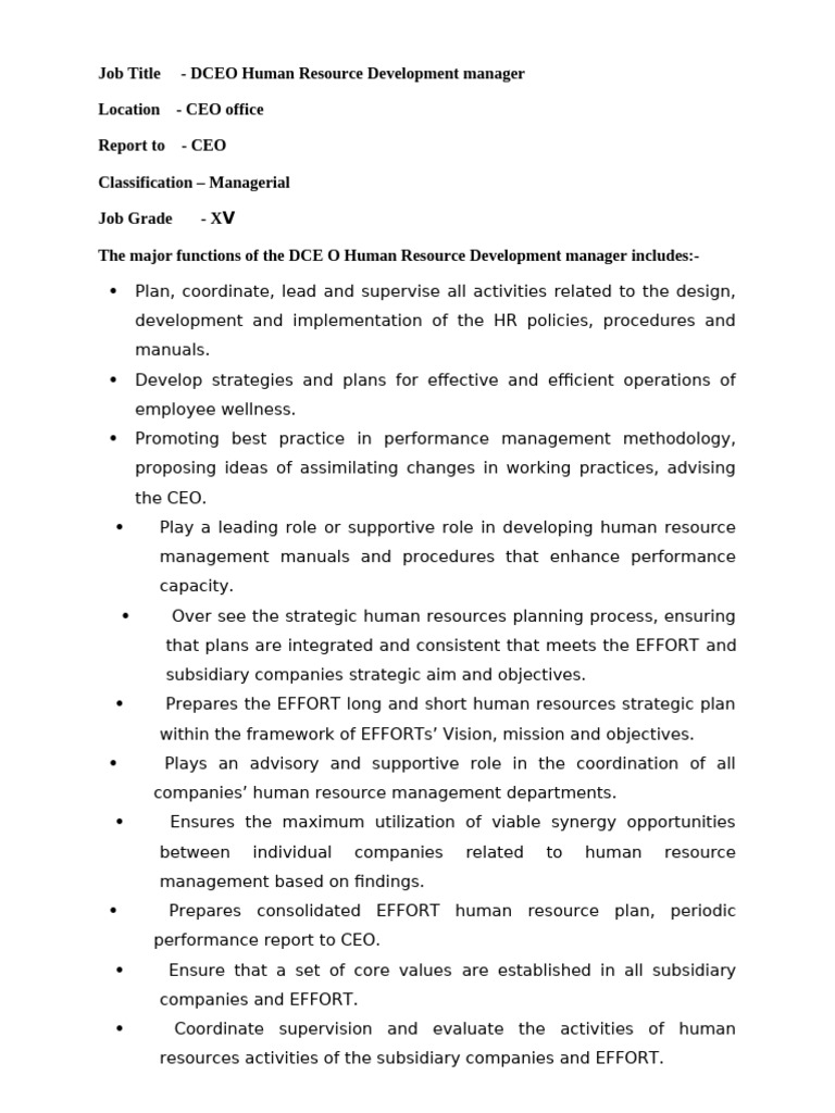 HR Dep't Job Description | PDF | Human Resources | Employment