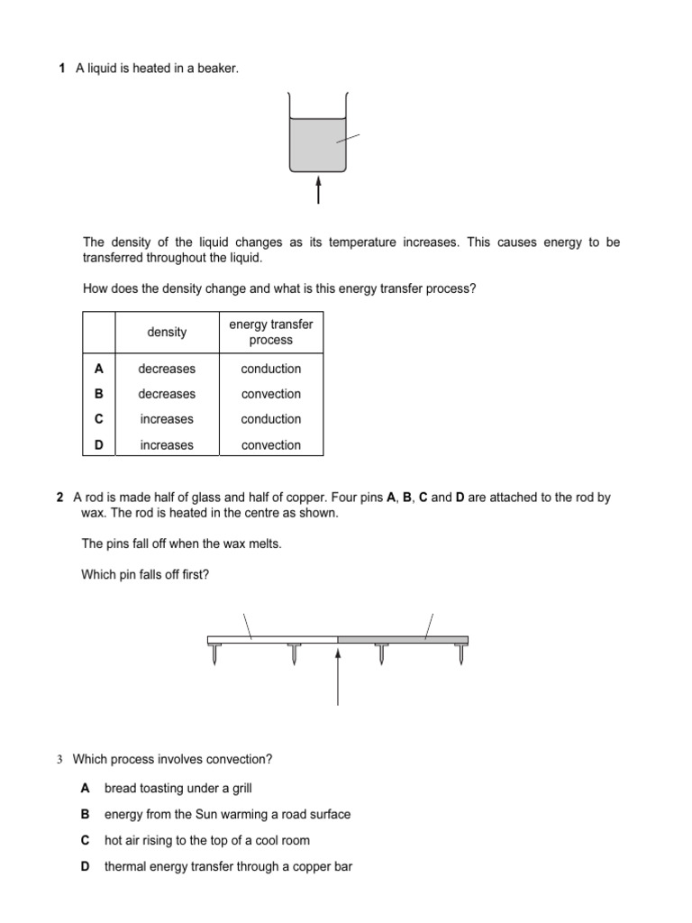 Thermal Processes (Multiple Choice) QP | PDF | Thermal Conduction | Convection
