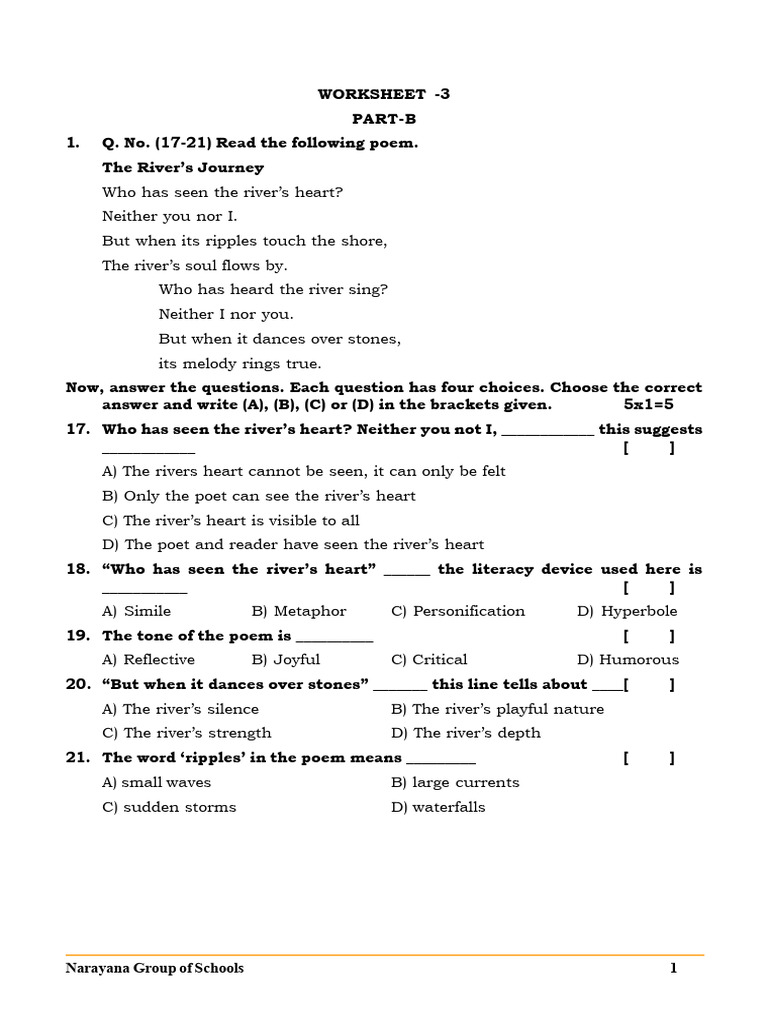 English Power Revision Part - b Worksheet - 3 | PDF