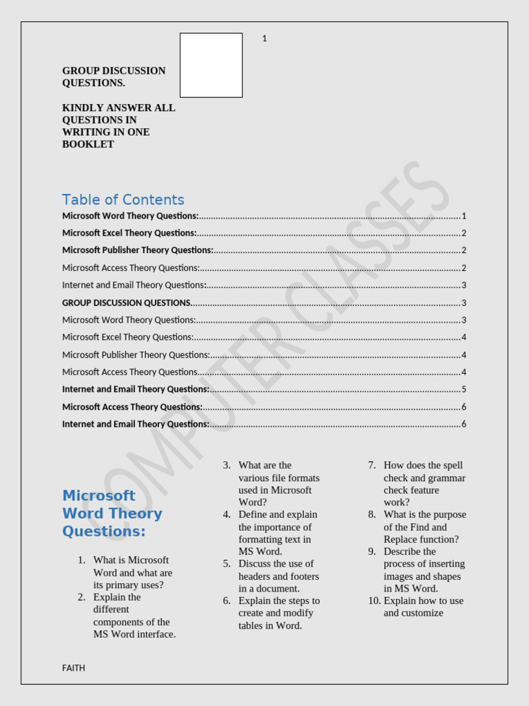 Microsoft Office Theory Questions Guide | PDF | Microsoft Excel ...