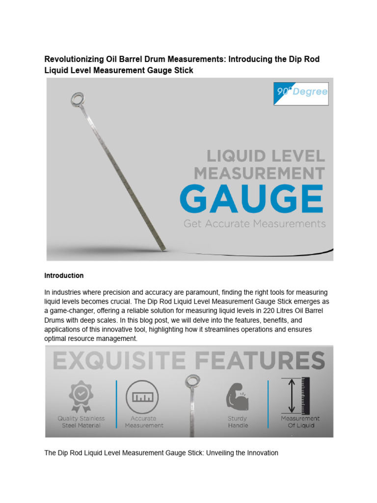 Dip Rod Liquid Level Measurement Gauge Stick For 220 Litres Oil Barrel ...