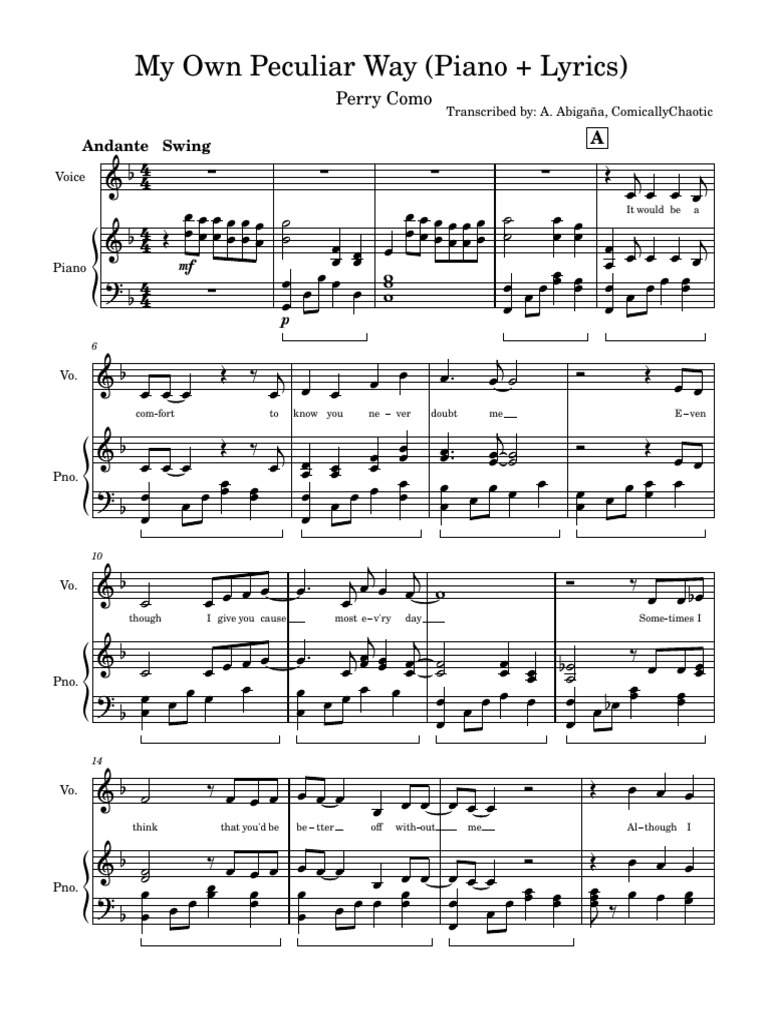 My Own Peculiar Way - Perry Como | PDF