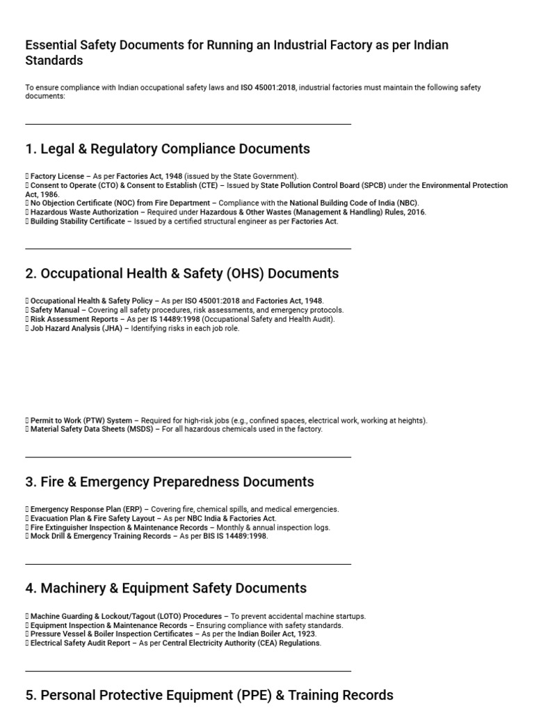 Essential Safety Documents for Factories | PDF | Occupational Safety ...