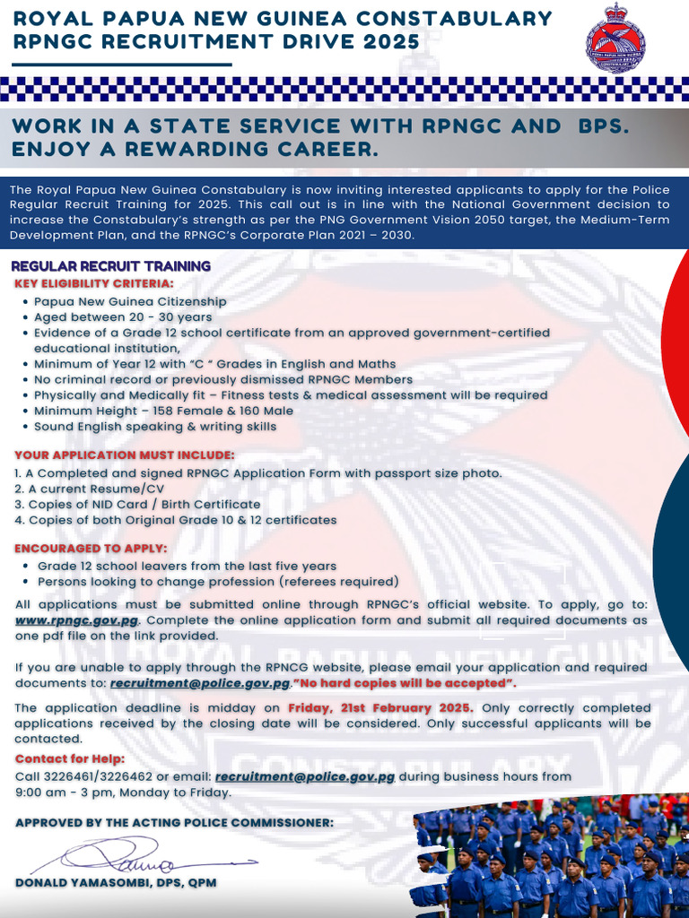 RPNGC Police Recruitment 2025 Open Now | PDF