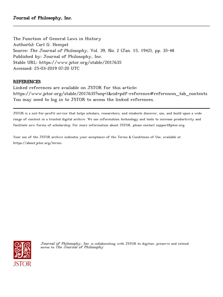Carl Hempel_The Function of General Laws in History | PDF | Hypothesis ...