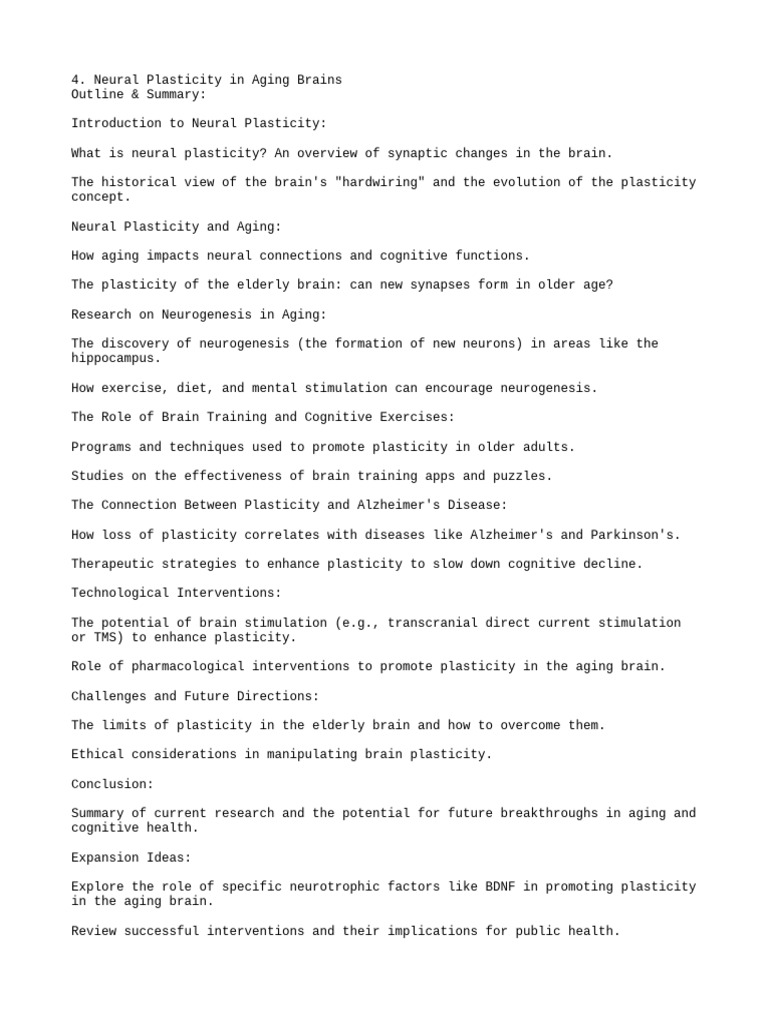 Neural Plasticity in Aging Brain | PDF