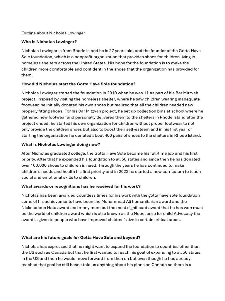 Nicholas Lowinger: Founder of Gotta Have Sole | PDF | Shoe