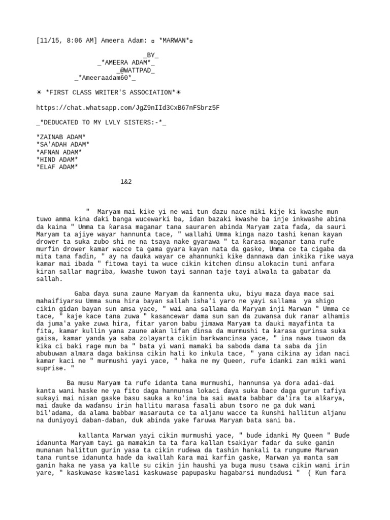 Marwan CMPLT by Ameera Adam-1 | PDF