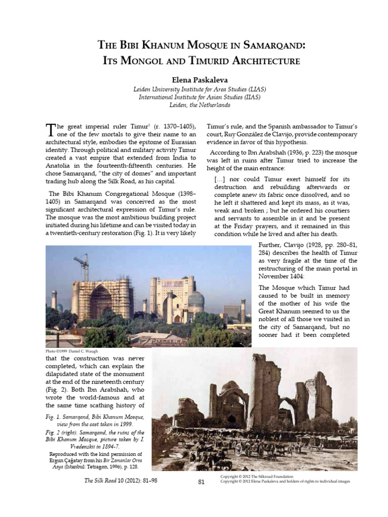 The Bibi Khanum Mosque in Samarqand Its | PDF | Mosque