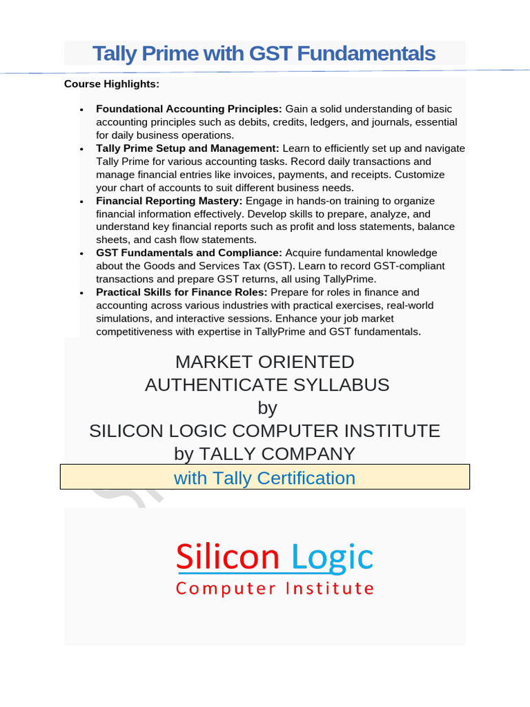 Tally Prime: GST Fundamentals Course | PDF | Debits And Credits | Banks