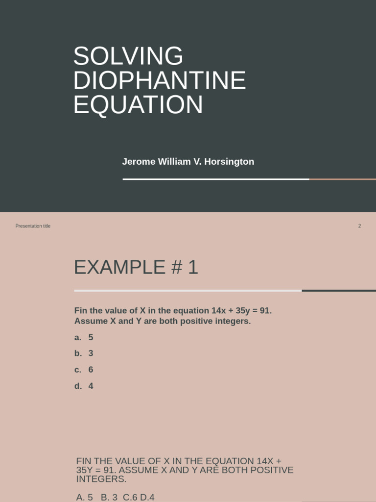 Solving Diophantine Equation | PDF