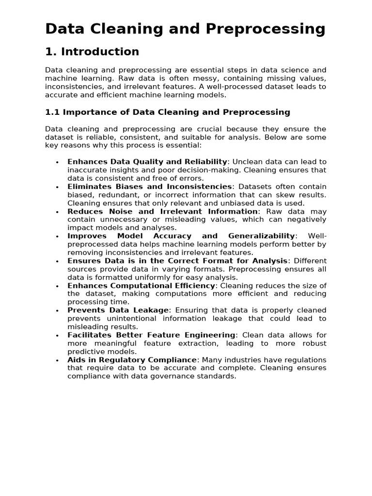 Data Cleaning and Preprocessing | PDF | Data | Applied Mathematics