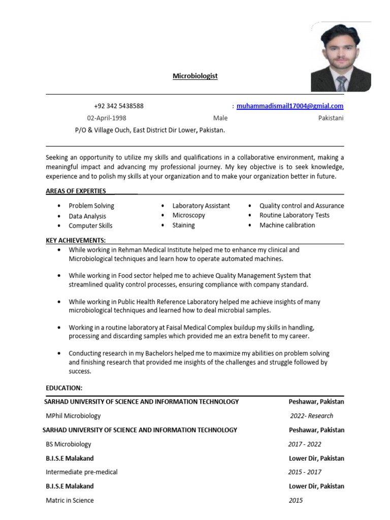 CV. Ismail Updated word form | PDF | Microbiology