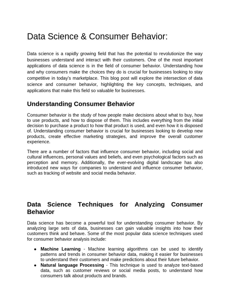 Data Science & Consumer Behavior | PDF | Consumer Behaviour | Data Science