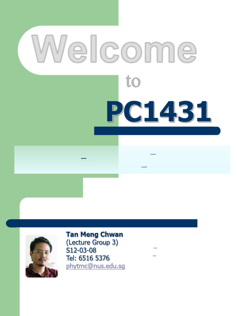 PC1431 Physics Course Overview and Schedule | PDF | Newton's Laws Of ...