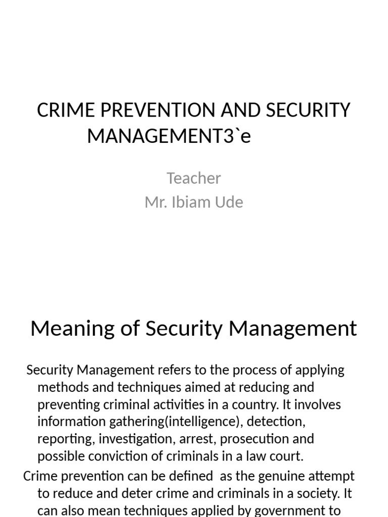 Crime Prevention and Security Strategies | PDF