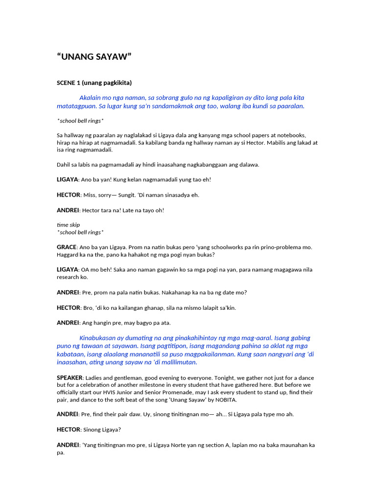 Unang Sayaw Script | PDF