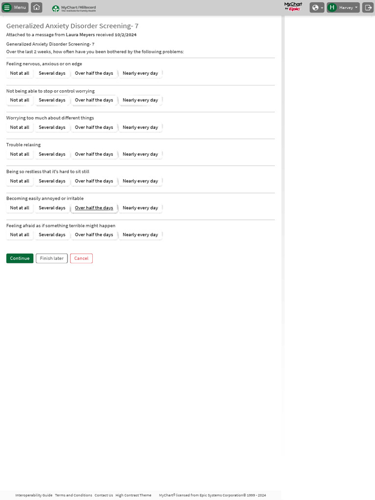 MyChart - Questionnaires | PDF