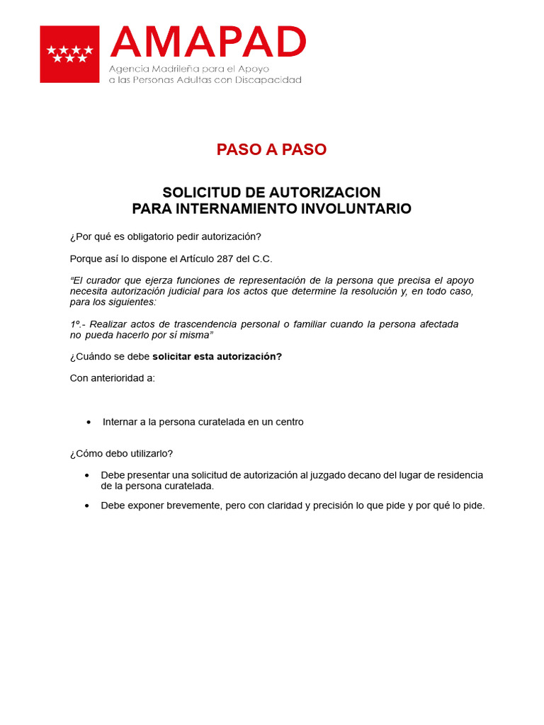 Solicitud de Autorización para Internamiento | PDF | Ley Pública | Justicia