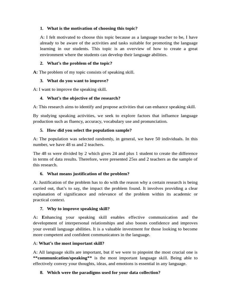 Most Frequent Questions | PDF | English As A Second Or Foreign Language ...
