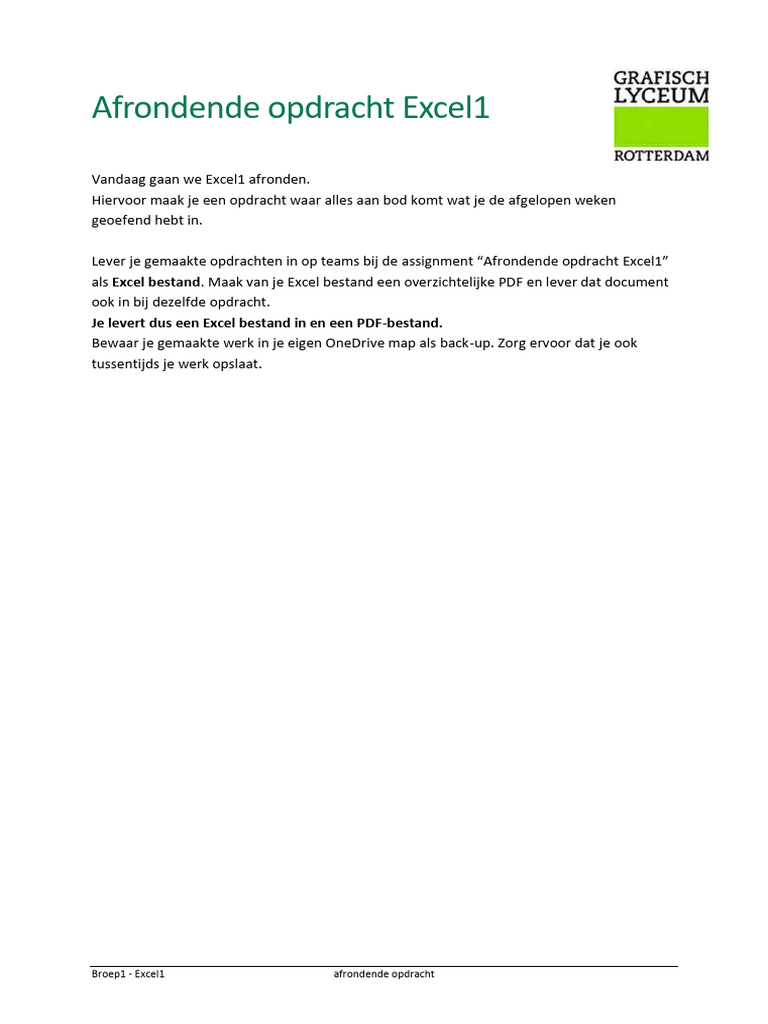Eindopdracht Excel1 | PDF