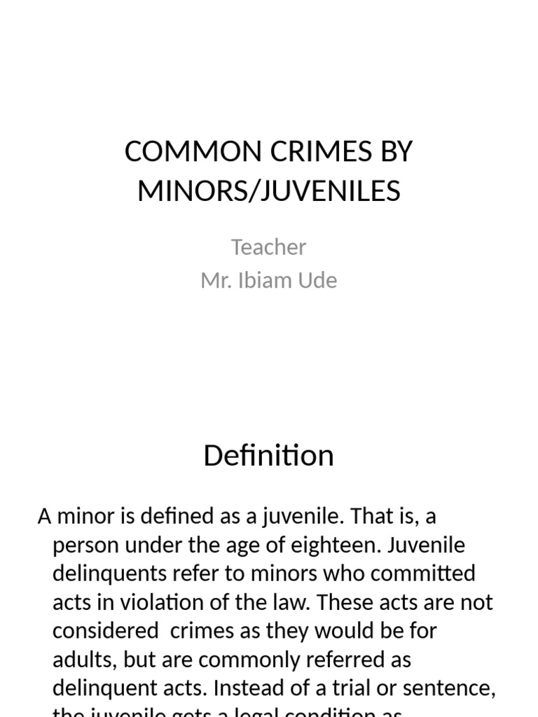 Common Crimes by Minors | PDF