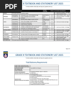Grade 9 Stationery Supply List | PDF