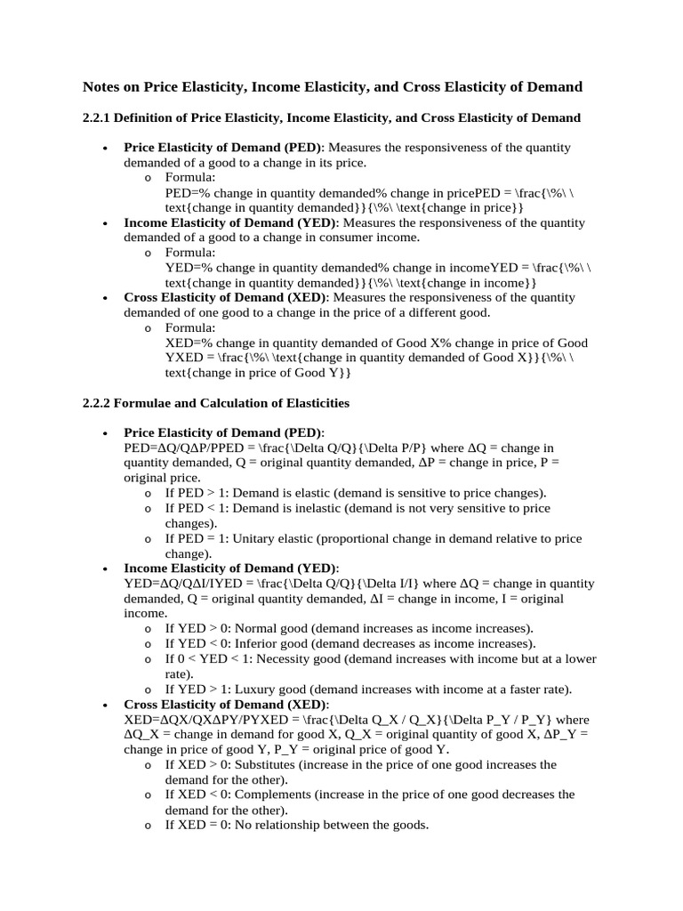 Notes on Price Elasticity | PDF | Demand | Price Elasticity Of Demand