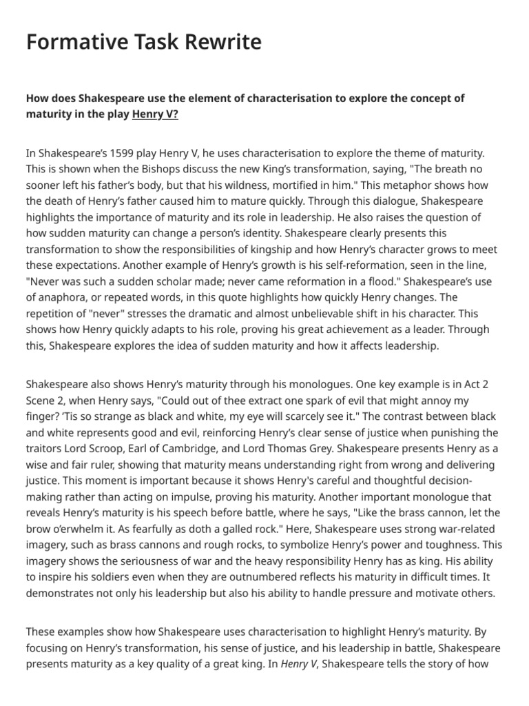 Formative Task Rewrite-2025031218222897 | PDF | William Shakespeare | Leadership