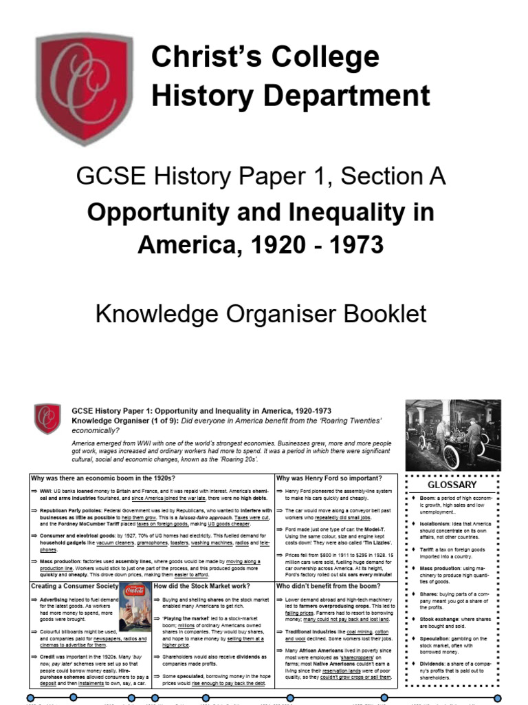 20th Century America Knowledge Organisers | PDF | New Deal | Franklin D ...